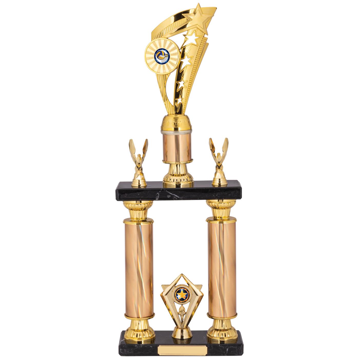 Tower Column Trophy Award in Gold with Stars | North East Trophies