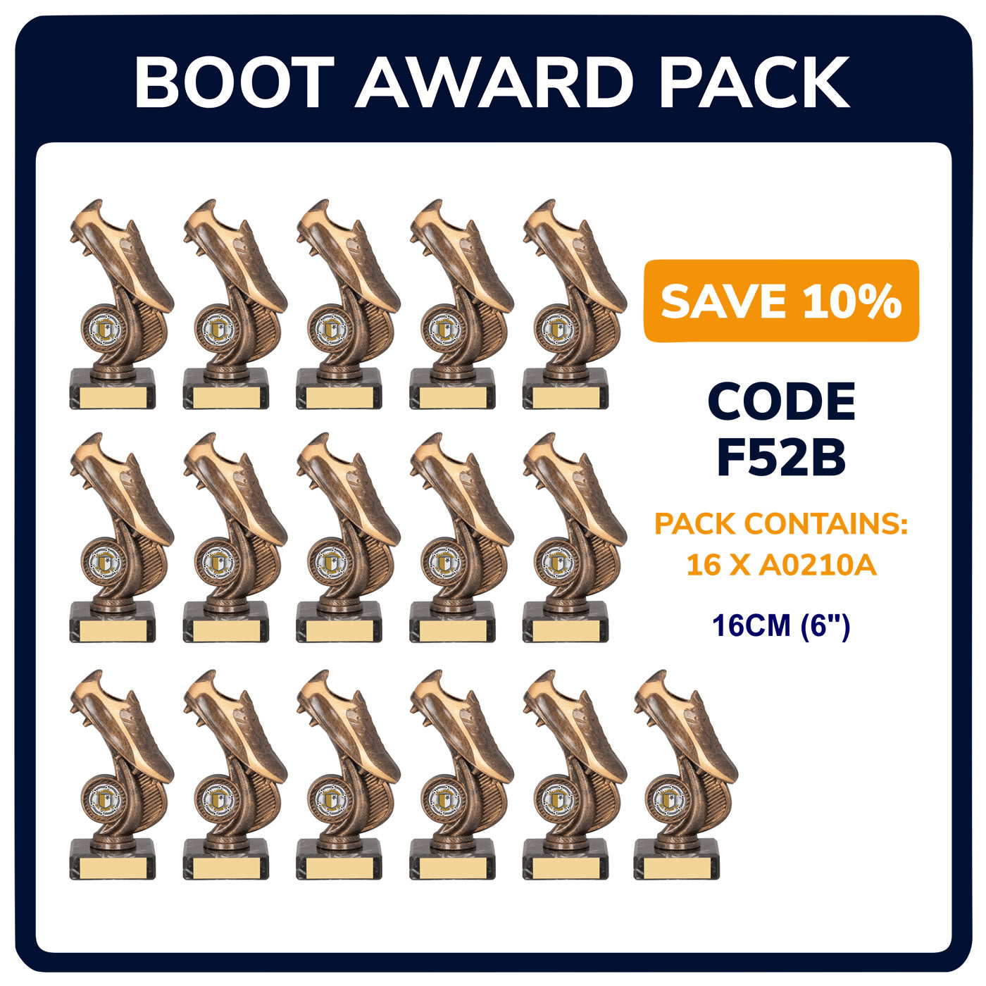 Football Boot Trophy Award Pack in Antique Gold | North East Trophies