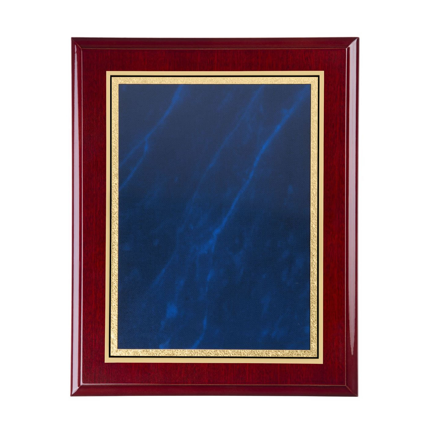 Rosewood Finish Plaque - Blue Marble Mist Front | North East Trophies