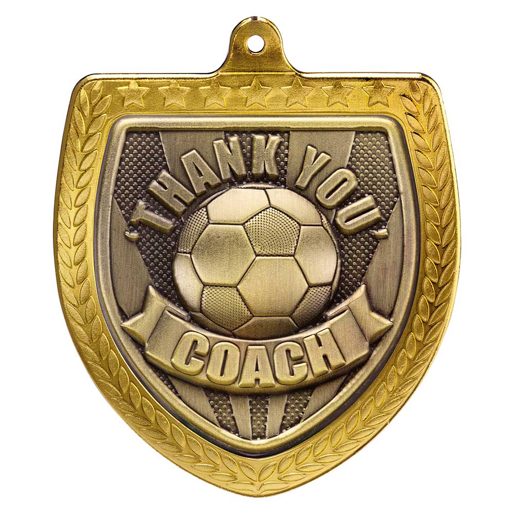 Cobra Thank you Coach Shield Football Medal 7.5cm | North East Trophies