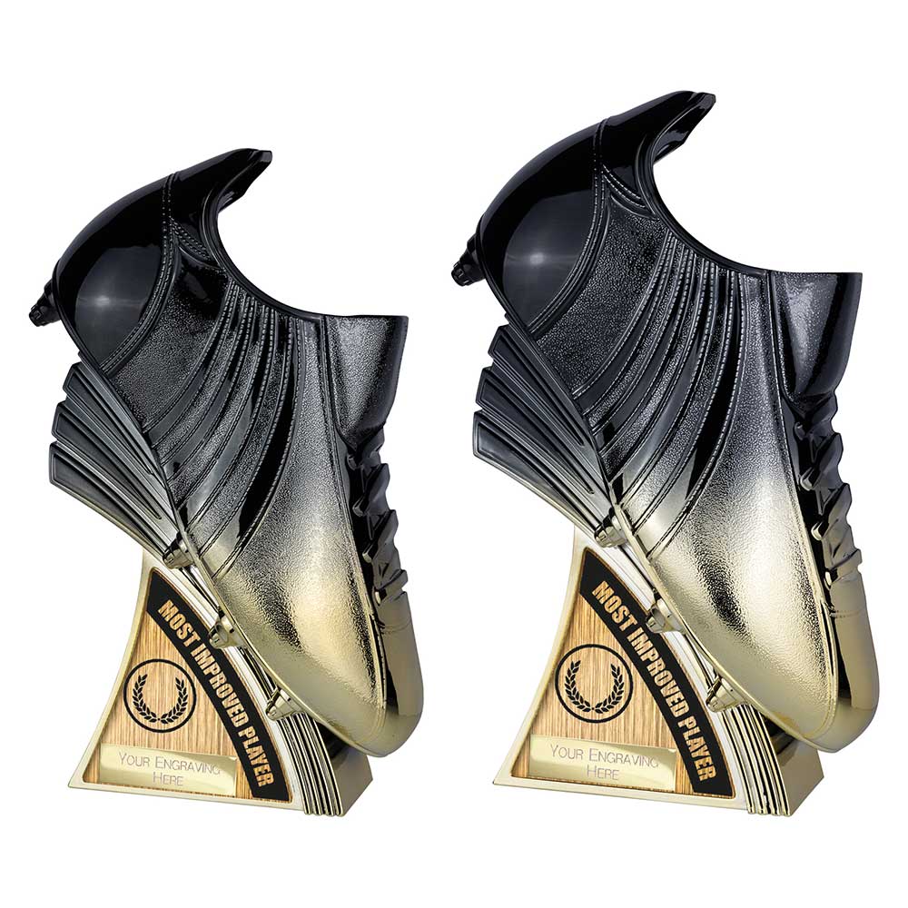 Power Boot Heavyweight Most Improved Football Trophy - Black to Gold ...