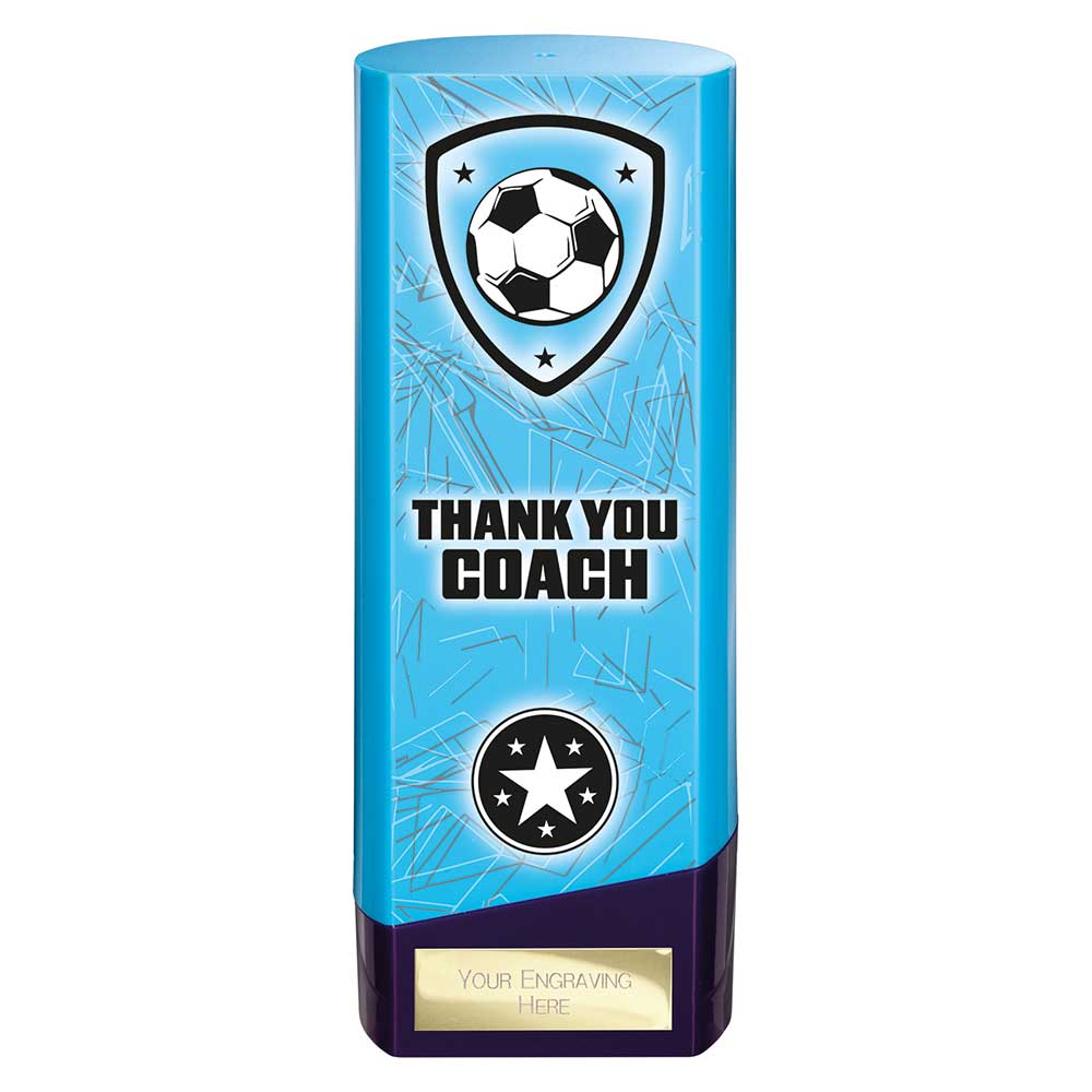 Prime Heavyweight Thank You Coach Football Award Trophy - Blue & Purple ...