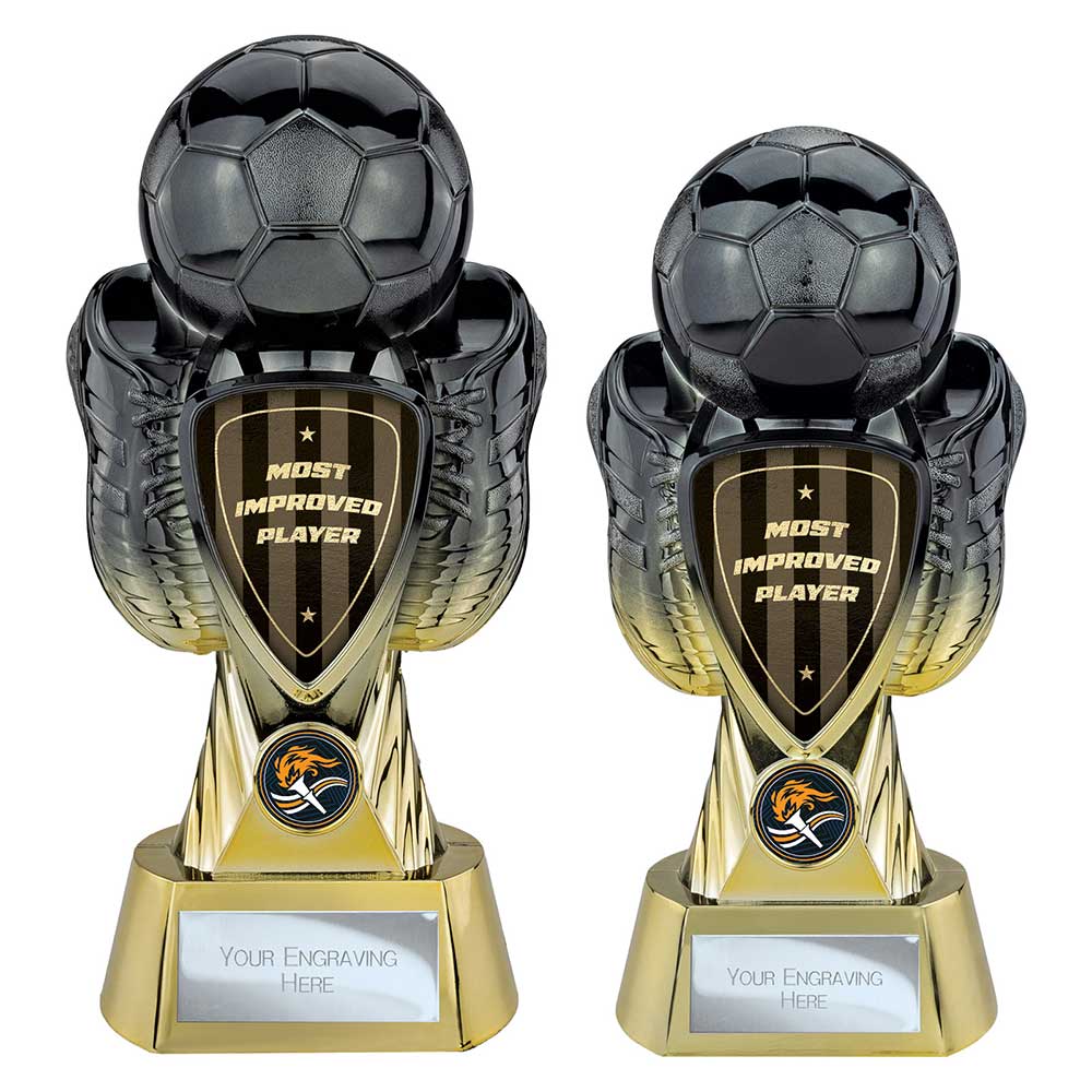 Tournament Most Improved Carbon Football Trophy Award in Carbon Black ...