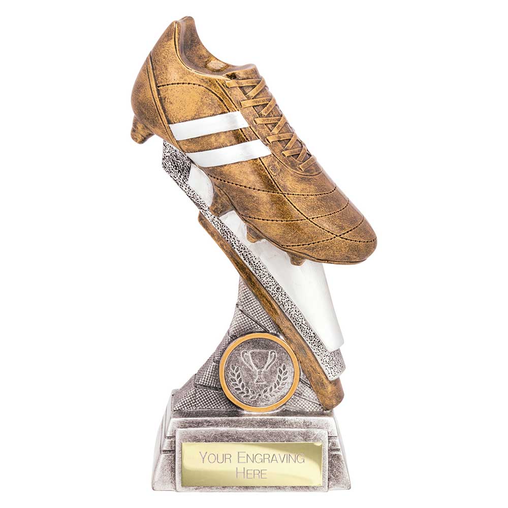 Thunder Flash Football Boot Trophy - Antique Silver & Gold Football ...