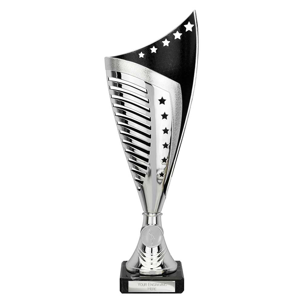 Nebula Laser Cut Trophy Cup - Silver & Black | North East Trophies
