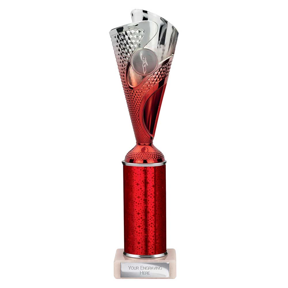 Rodeo Multisport Tube Trophy - Silver & Red | North East Trophies