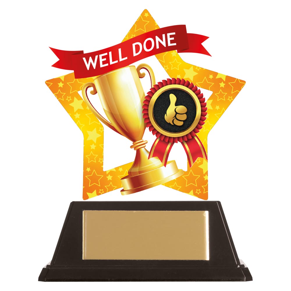 Well Done Trophy Mini-Star Acrylic Plaque – North East Trophies