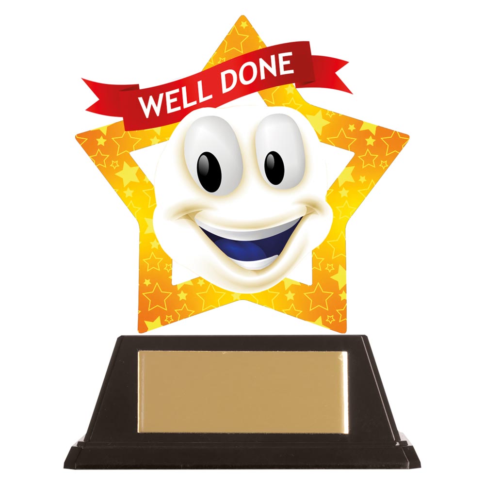Well Done Smile Trophy Mini-Star Acrylic Plaque – North East Trophies