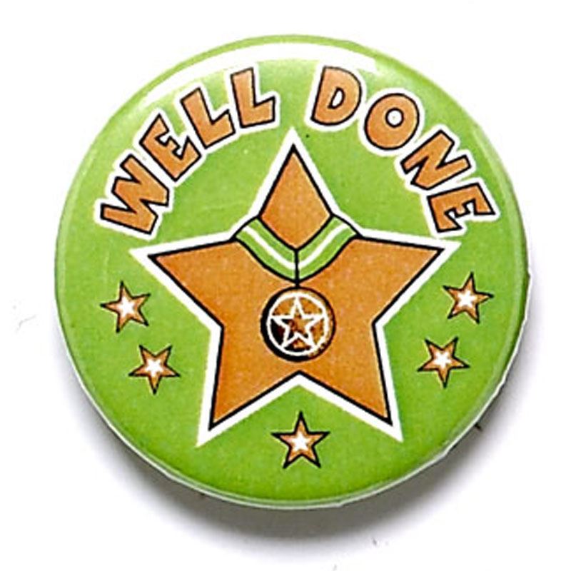 Well Done Button Badge – North East Trophies