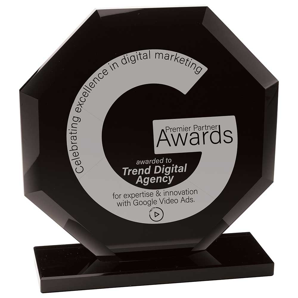 Octave Black Glass Award Trophy – North East Trophies