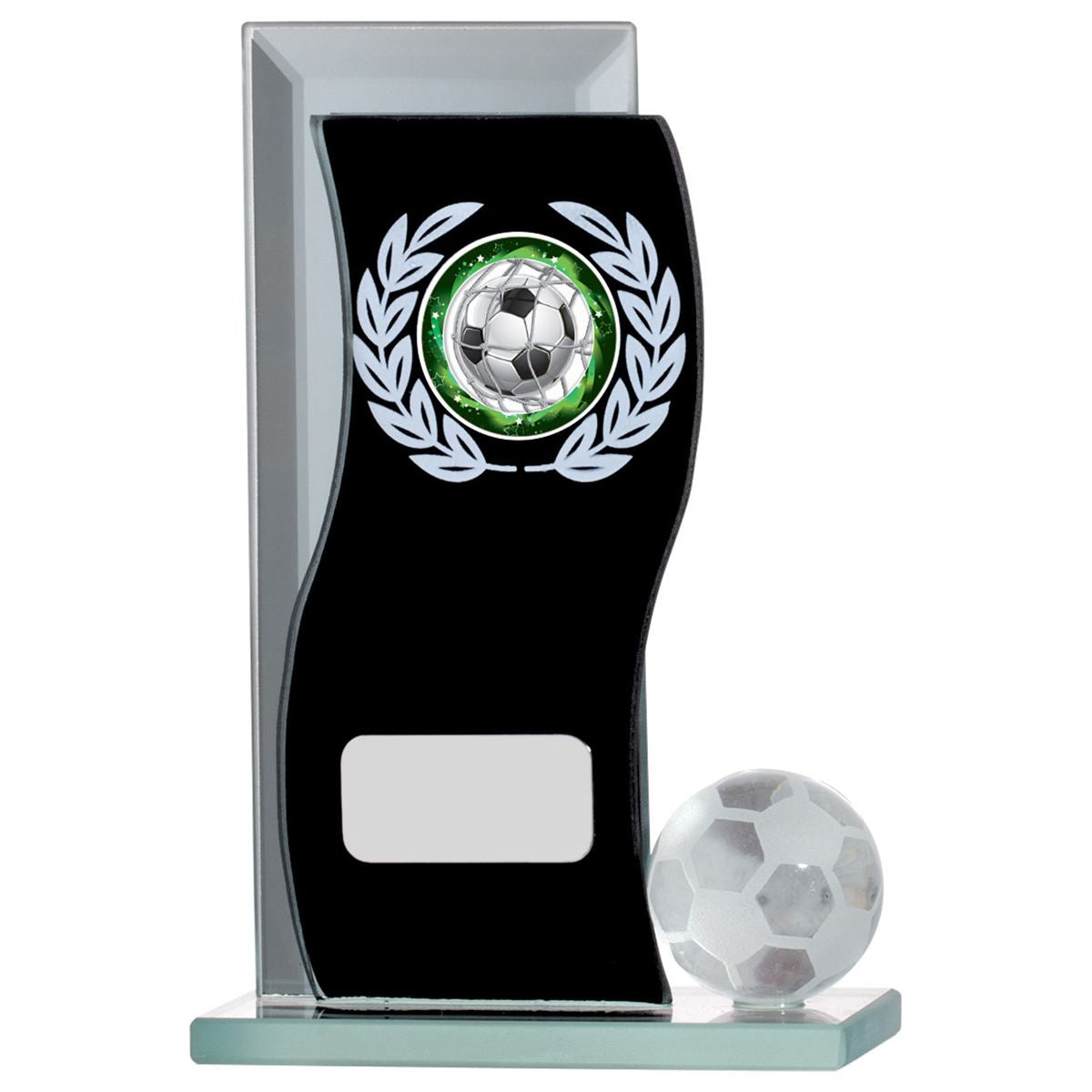 Glass Football Trophy Black Mirror Glass Award – North East Trophies