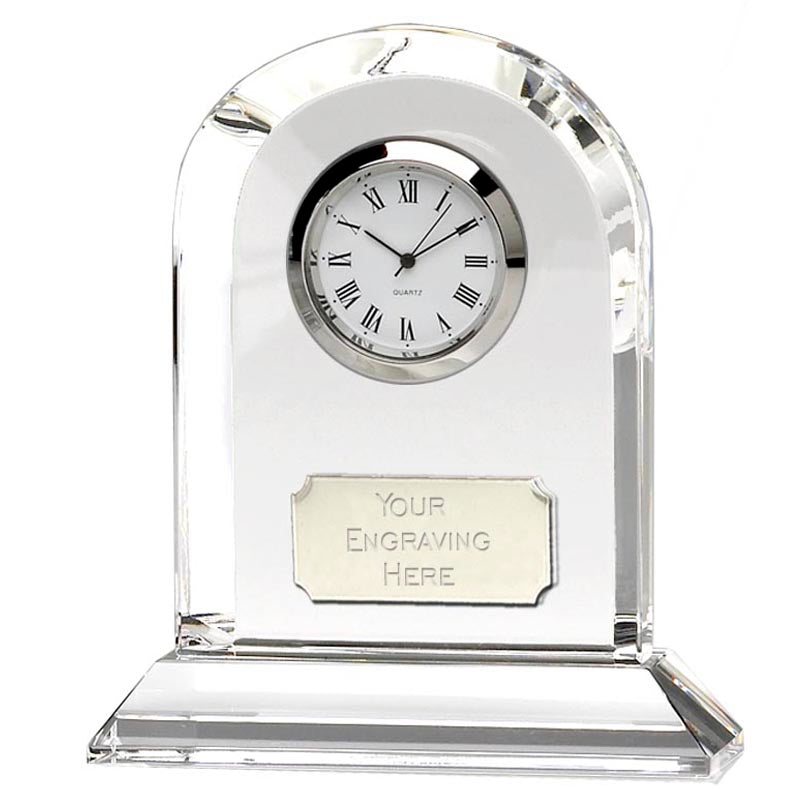 Arch Crystal Glass Desk Clock - NETrophies.co.uk – North East Trophies