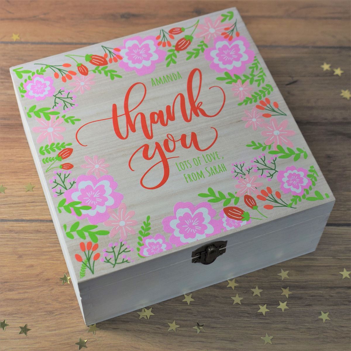 Personalised Printed Thank You Keepsake Wooden Box | North East Trophies